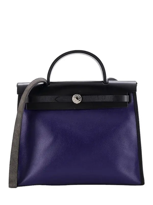 Hermès 31 Herbag Zip Berline Vache Canvas And Leather - Blue