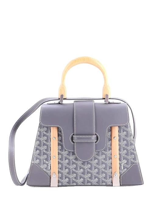 Goyard Pm Saigon Top Handle Bag Coated Canvas With Leather - Gray