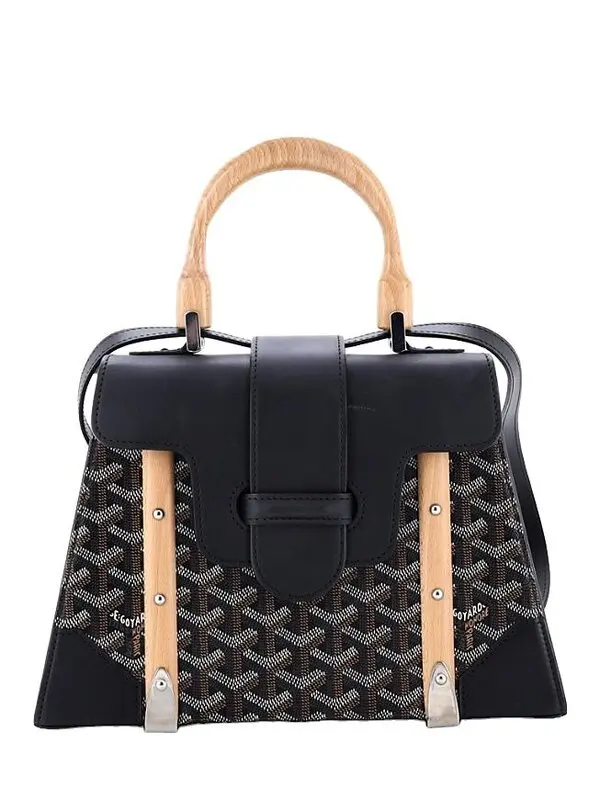 Goyard Pm Saigon Top Handle Bag Coated Canvas With Leather - Black