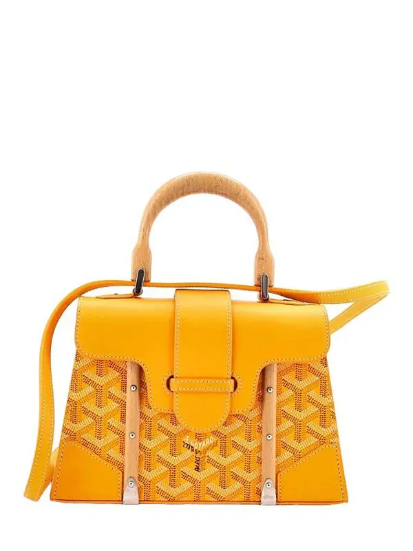 Goyard Structured Saigon Top Handle Bag Coated Canvas With Leather - Yellow