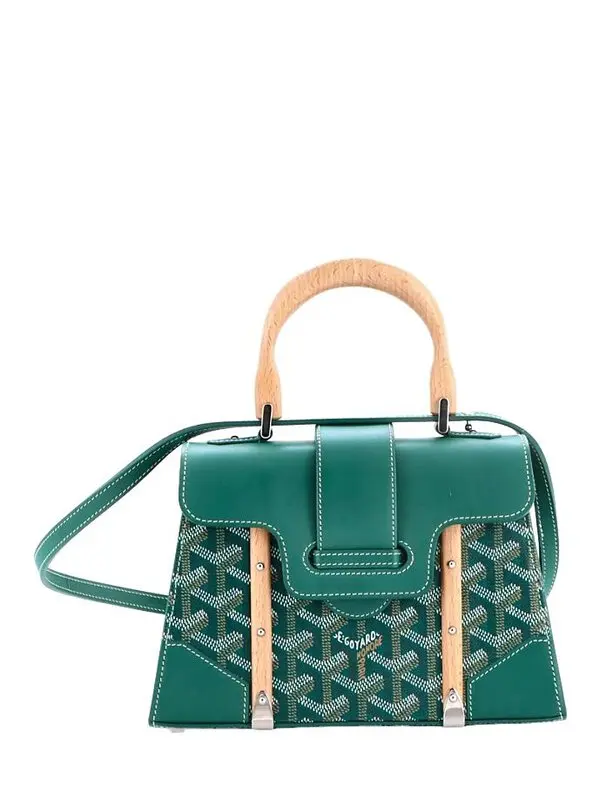 Goyard Structured Saigon Top Handle Bag Coated Canvas With Leather - Green