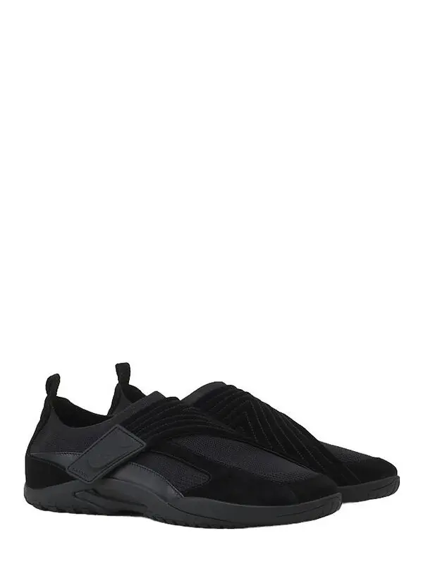 LANVIN Knit And Suede Slip-on Sneakers - Black/black