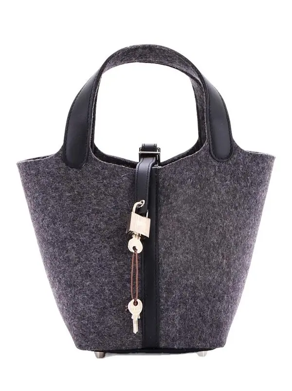 Hermès Pm Picotin Lock Bag Felt With Leather - Gray