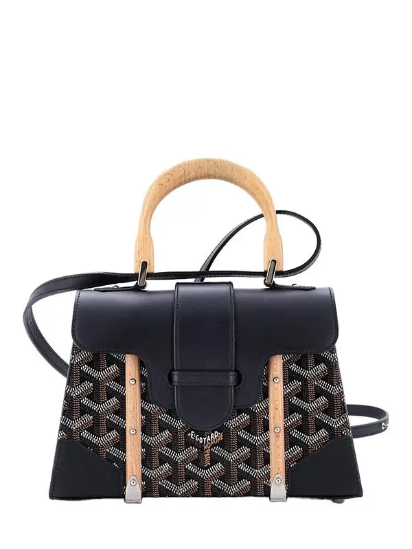 Goyard Structured Saigon Top Handle Bag Coated Canvas With Leather - Black
