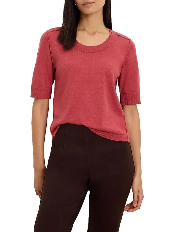 NIC+ZOE Exposed Seam Elbow Sleeve Sweater - Spice