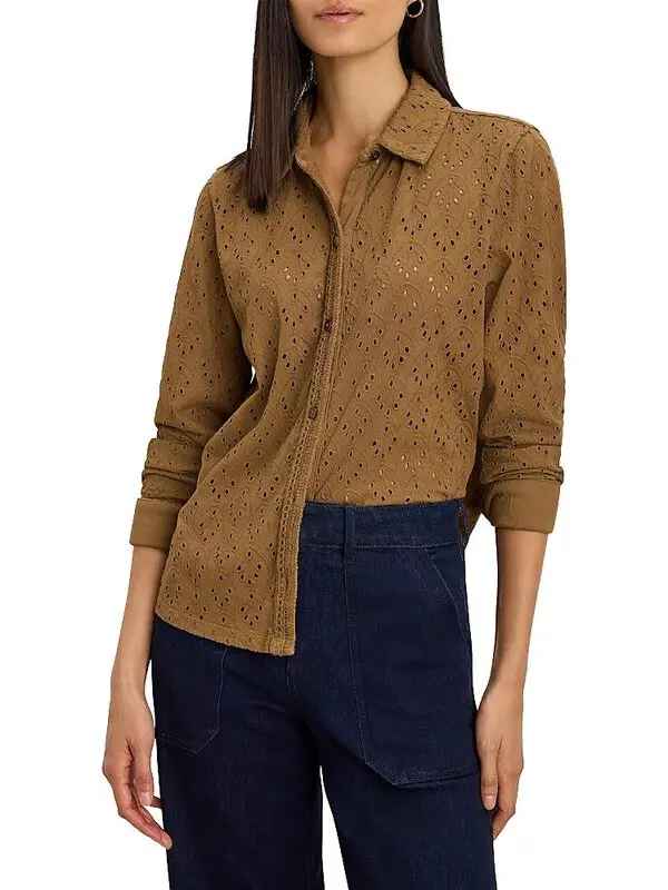 NIC+ZOE Knit Eyelet Shirt - Oak