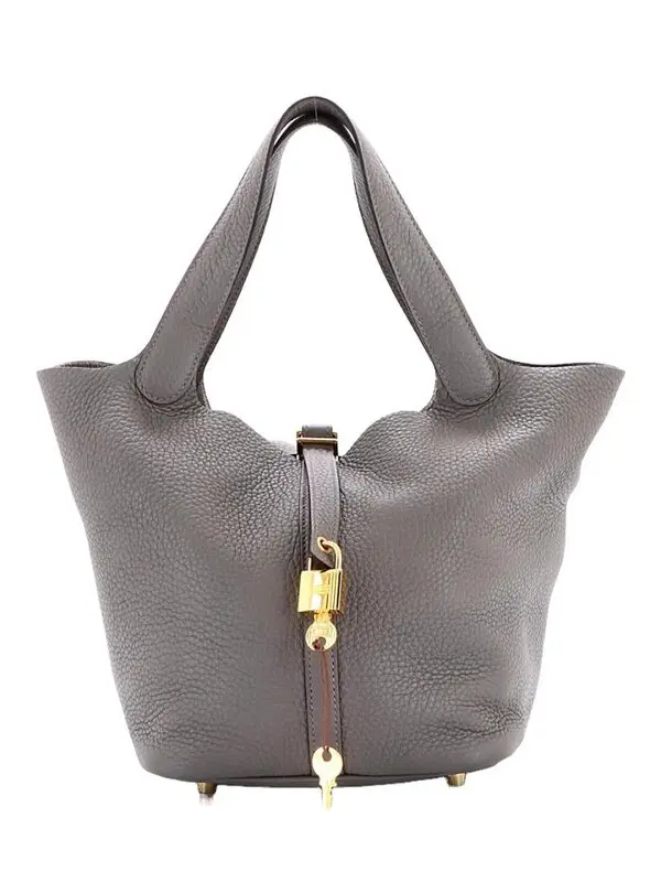 Hermès Mm Picotin Lock Bag Clemence - Gray
