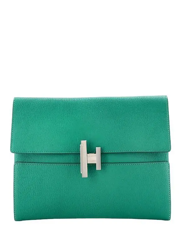 Hermès Cinhetic Clutch Chevre Mysore - Green