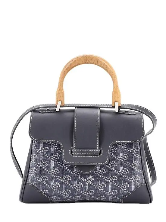 Goyard Saigon Top Handle Bag Coated Canvas With Leather - Gray