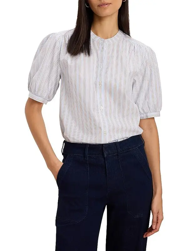 NIC+ZOE Eton Stripe Short Sleeve Shirt - Blue Multi