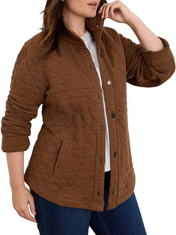 NIC+ZOE Quilted Femme Knit Jacket - Saddle
