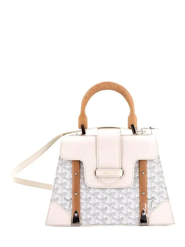 Goyard Pm Saigon Top Handle Bag Coated Canvas With Leather - White