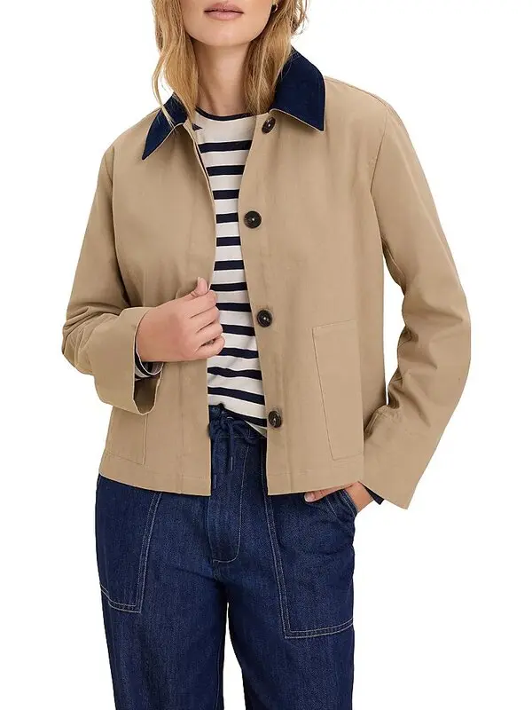 NIC+ZOE Cord Collar Twill Jacket - Chinchilla