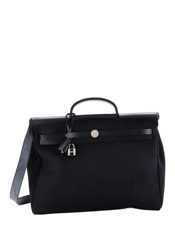 Hermès 39 Herbag Zip Leather And Toile - Black