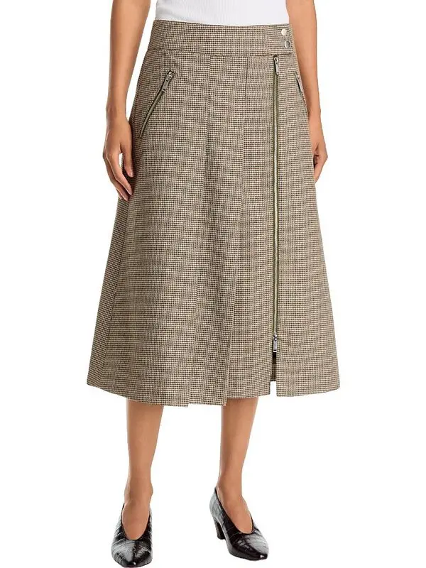 3.1 Phillip Lim Pleated Midi Skirt - Espresso Multi
