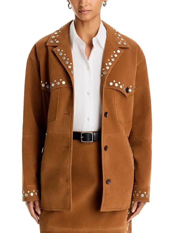 3.1 Phillip Lim Studded Faux Suede Western Jacket - Sable