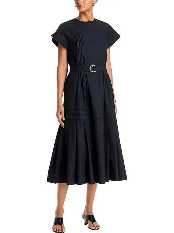 3.1 Phillip Lim Pleated Belted Midi Dress - Black