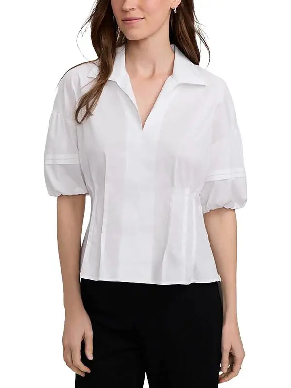 Foxcroft Lucia Puffed Sleeve Top - White
