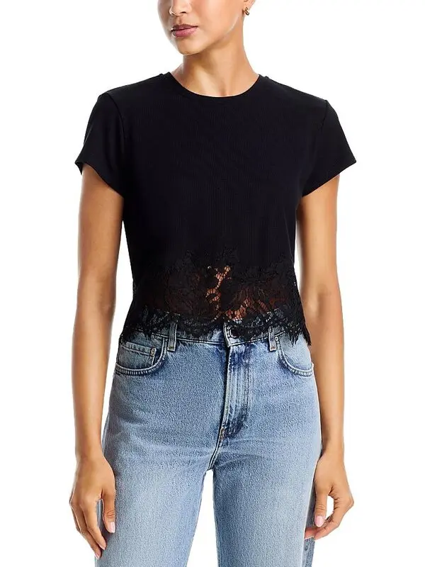 Generation Love Rib Lace Combo Tee - Black