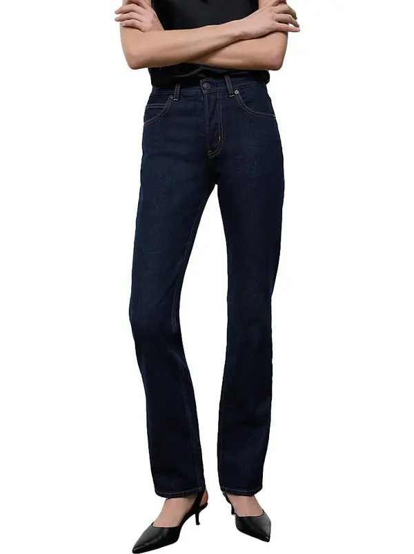 Staud Teddy Mid Rise Straight Jeans - Indigo