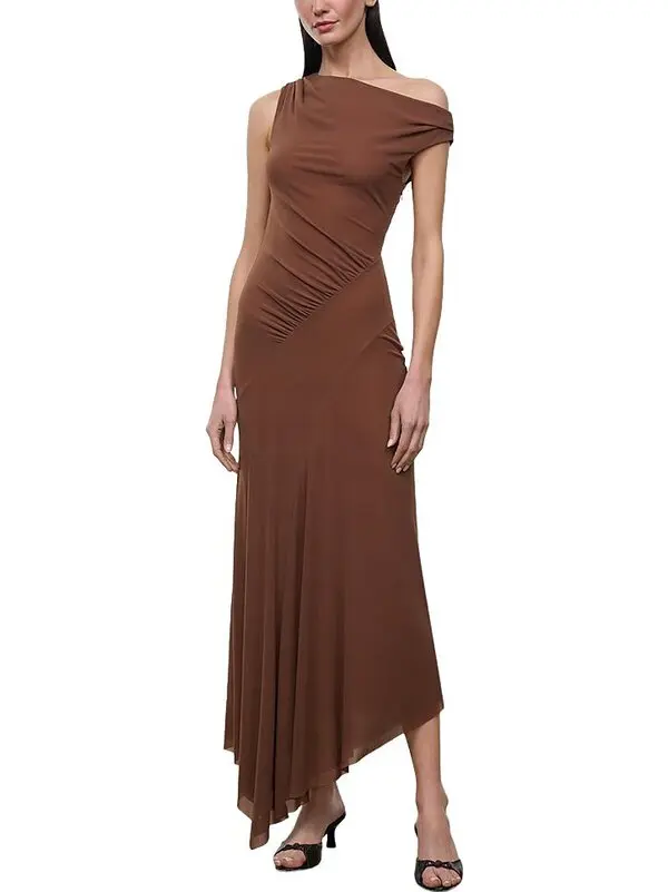 Staud Amaris Asymmetric Gown - Cigar