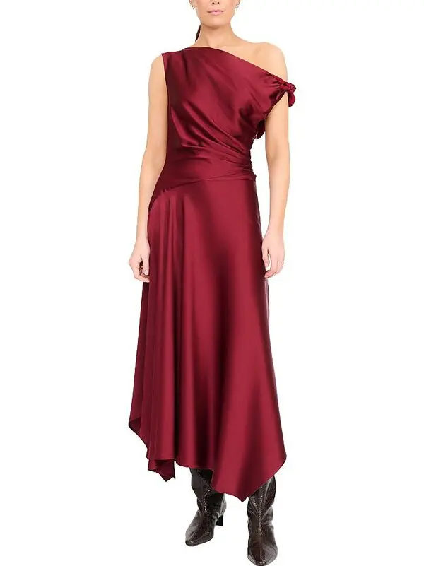 Staud Portia Stretch Silk Off-the-shoulder Dress - Carmino