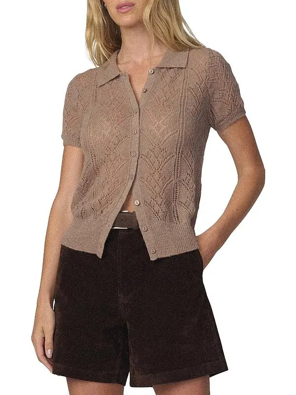 Joe's Jeans Short Sleeve Cardigan Top - Mink