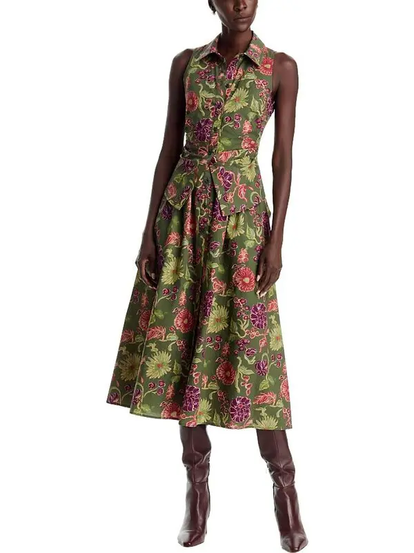 Tanya Taylor Hannah Sleeveless Shirt Dress - Army Multi
