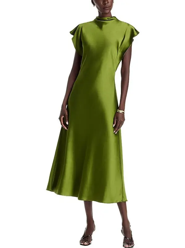 Tanya Taylor Adrien Mock Neck A-line Dress - Sprout