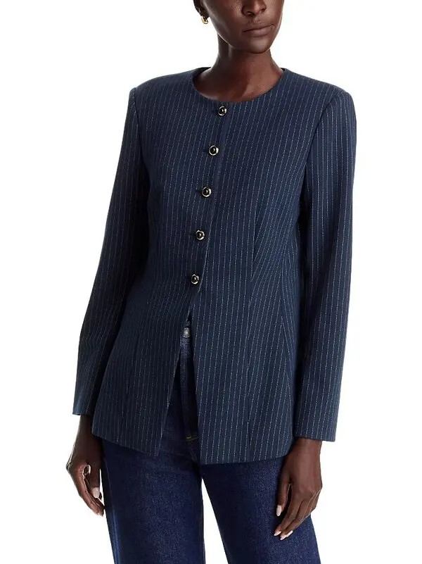 Tanya Taylor Heather Button Up Blazer - Midnight/cream Multi