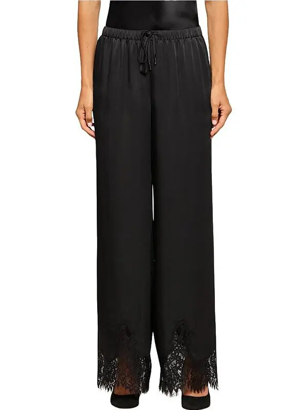 L'Agence Mirel Lace Trim Drawstring Pants - Black