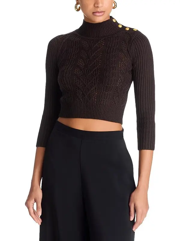 L'Agence Kamdyn Cable Mock Neck Sweater - Coffee Bean