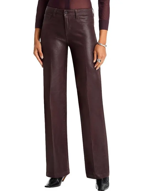 L'Agence Scottie High Rise Wide Leg Coated Jeans - Dark Java