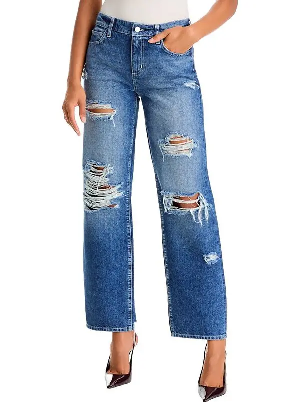 L'Agence Zelda Low Rise Slouchy Straight Leg Jeans - Atlantis Destruct