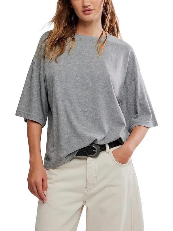 Free People Oversized Cotton T-shirt - Heather Grey