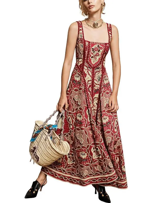 ALEMAIS Kenny Printed Midi Dress - Red