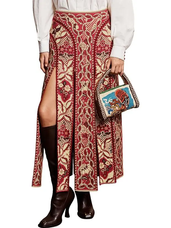 ALEMAIS Kenny Printed Maxi Skirt - Red