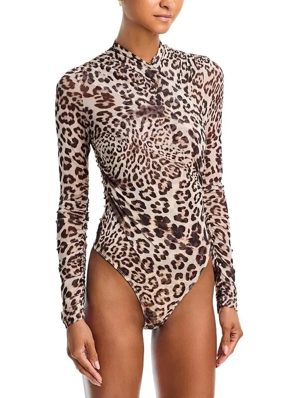 Bardot Kourtney Long Sleeve Bodysuit - Leopard