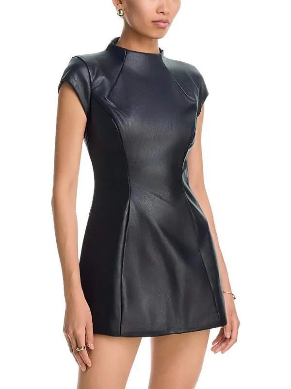 Bardot Delphi Faux Leather Mini Dress - Black