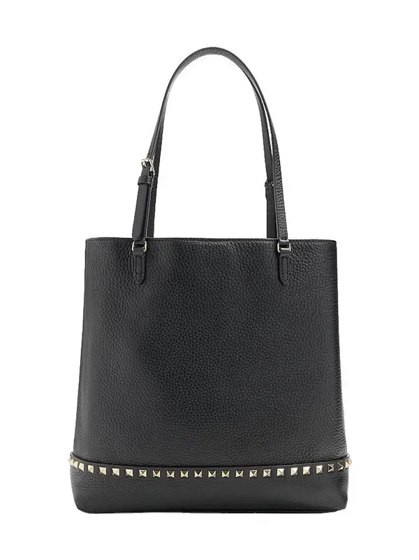 Valentino Garavani Rockstud Medium Leather Tote - Black