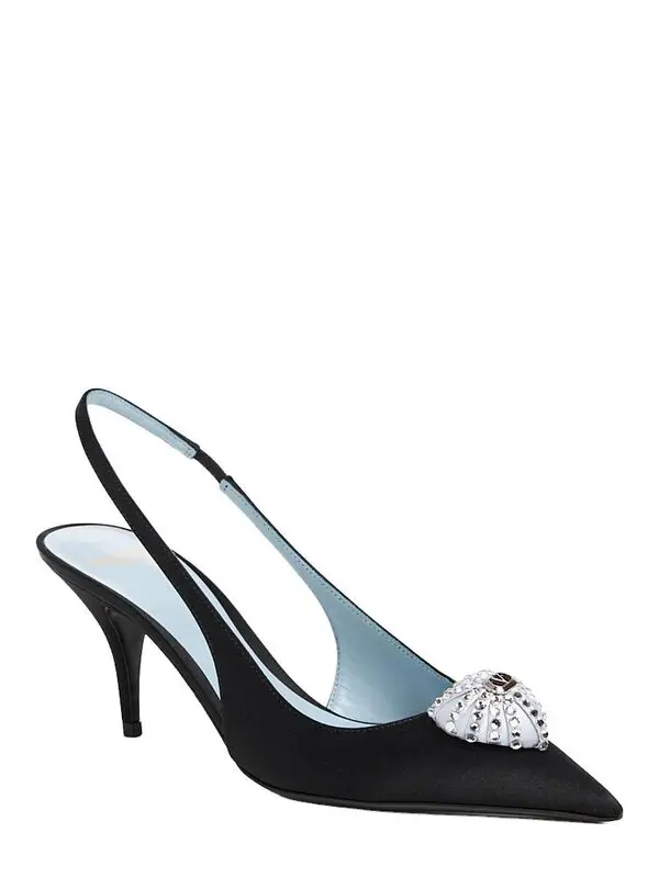 Valentino Garavani Coeur Royal Slingback Pumps - Black/silver