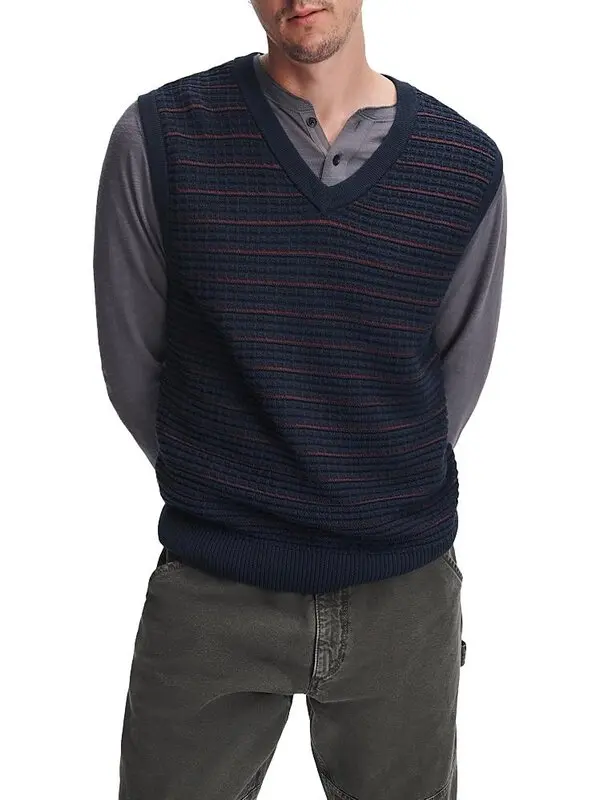 Rag & Bone Aaron Stripe Vest - Navy