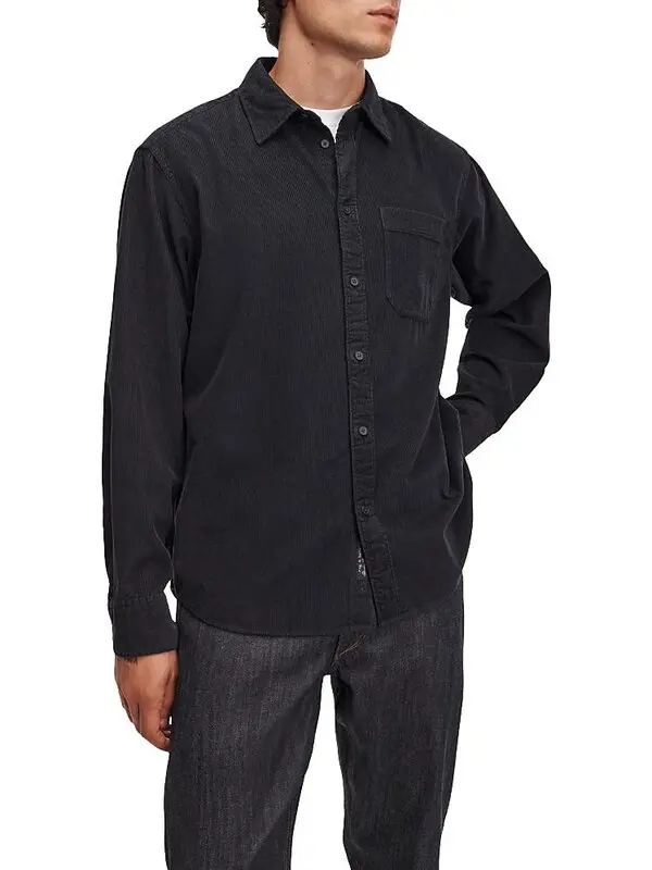 Rag & Bone Relaxed Corduroy Cotton Pocket Shirt - Black