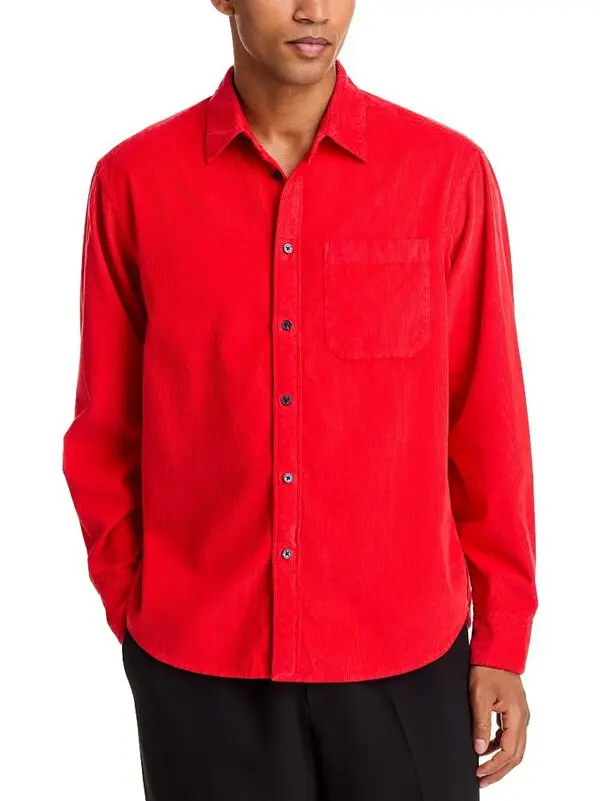 Rag & Bone Relaxed Corduroy Cotton Pocket Shirt - Red