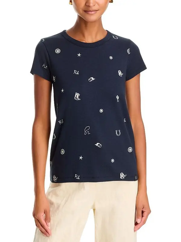 Rag & Bone Rodeo Printed Cotton T-shirt - Navy Multi