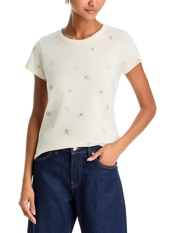 Rag & Bone Rodeo Printed Cotton T-shirt - Tan Multi