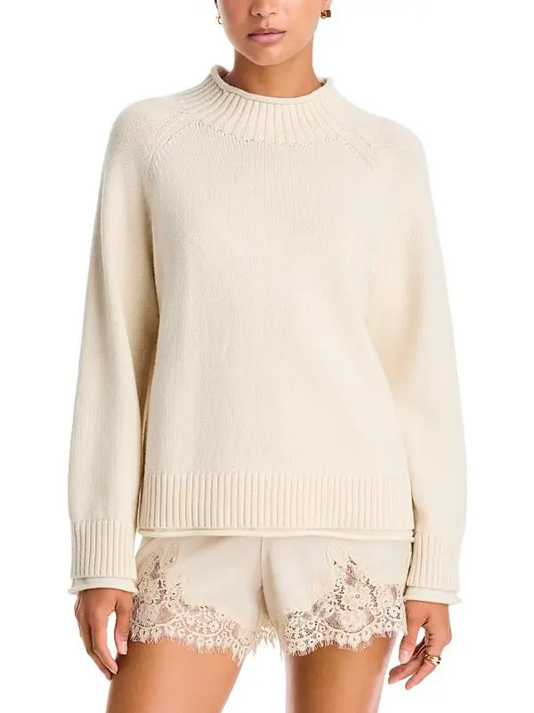 Rag & Bone Hazel Roll Neck Cotton & Wool Sweater - Ivory