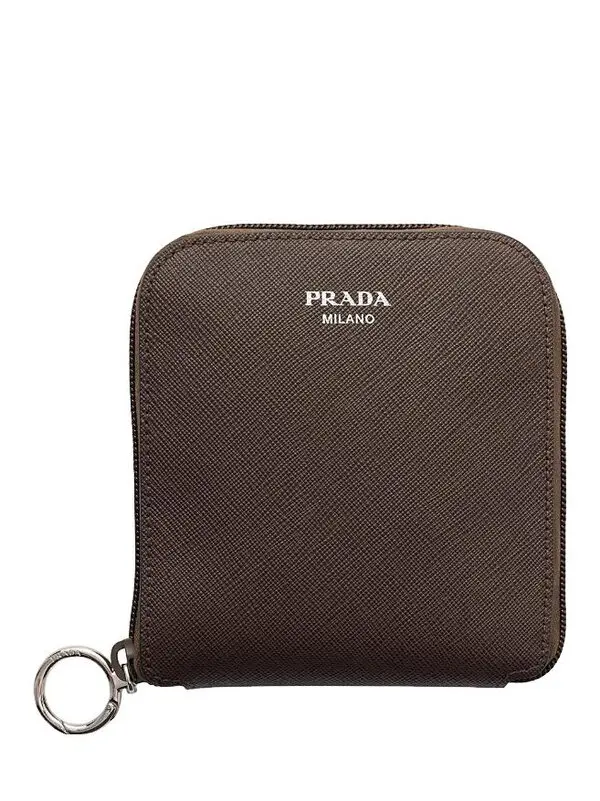 Prada Saffiano Leather Pendant With Re-nylon Tote Bag - Brown
