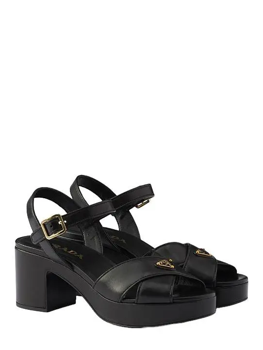 Prada Nappa Leather Platform Sandals - Black