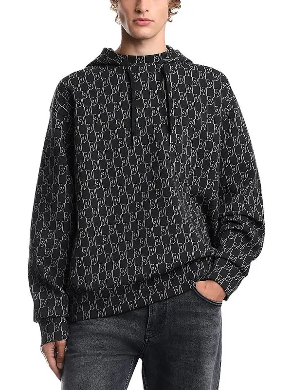 Emporio Armani Oversized Double Cotton Jersey Hoodie - Navy